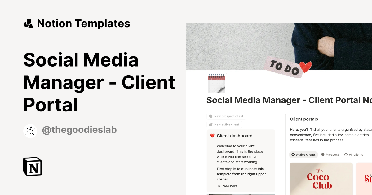 Social Media Manager - Client Portal Template by The Goodies Lab ...
