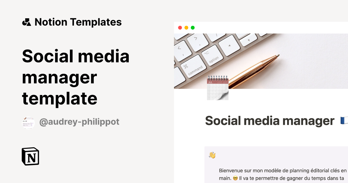 Social media manager template Template | Notion Marketplace