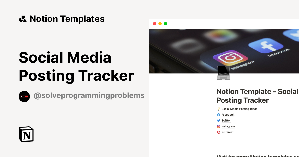 Social Media Posting Tracker Template by Hams AI Tech | Notion Marketplace