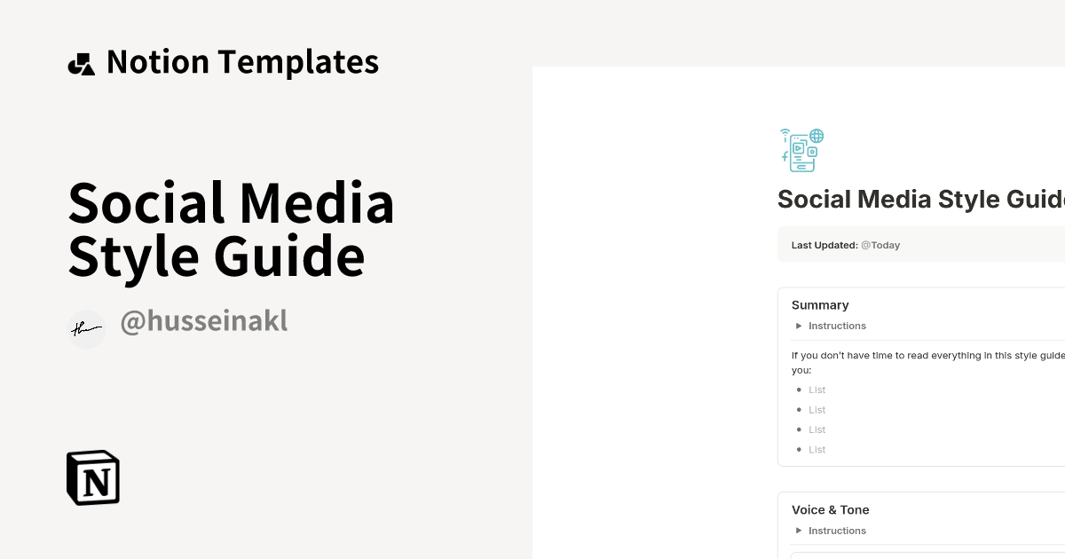 Social Media Style Guide Template | Notion Marketplace