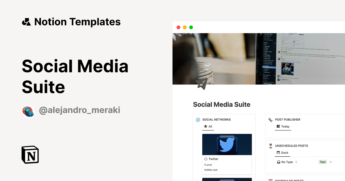 Social Media Suite Template by Alejandro 🦜 | Notion Marketplace