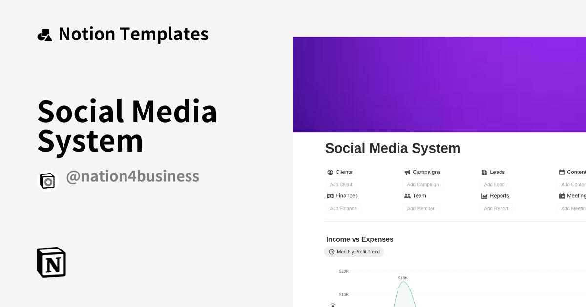 Social Media System Template | Notion Marketplace