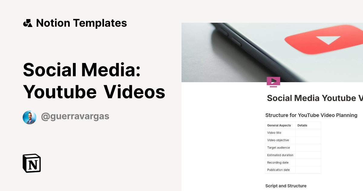 Social Media: Youtube Videos Template | Notion Marketplace