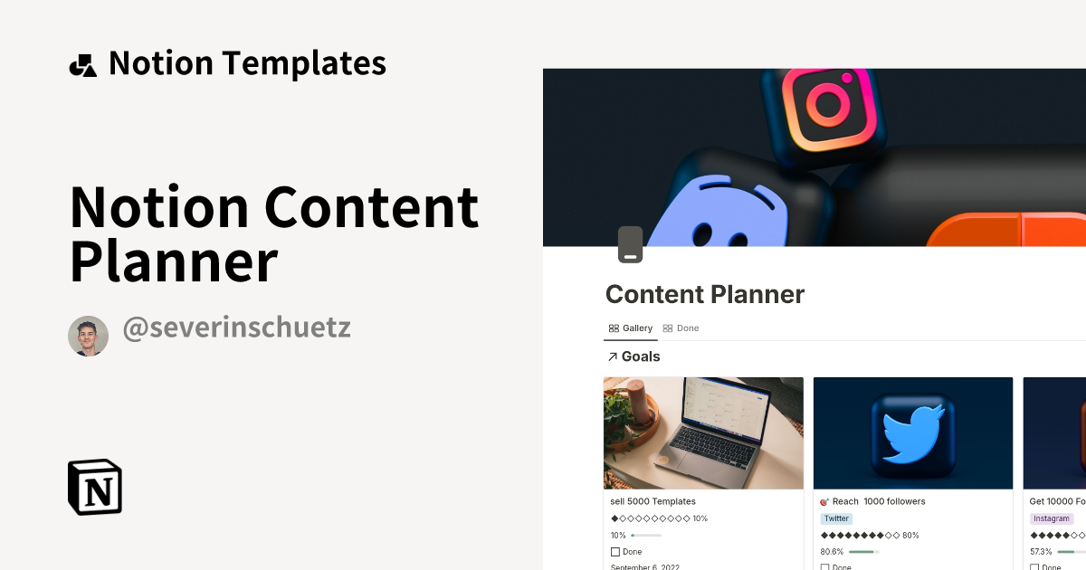 Notion Content Planner Template by Severin Schuetz | Notion Marketplace