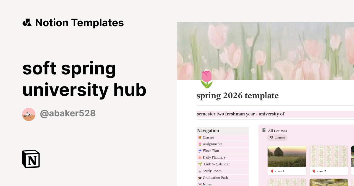 soft spring university hub Template | Notion Marketplace