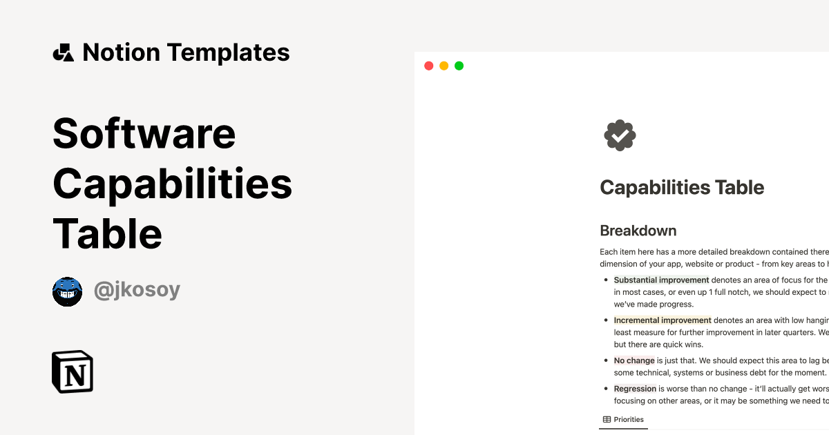 Software Capabilities Table Template | Notion Marketplace