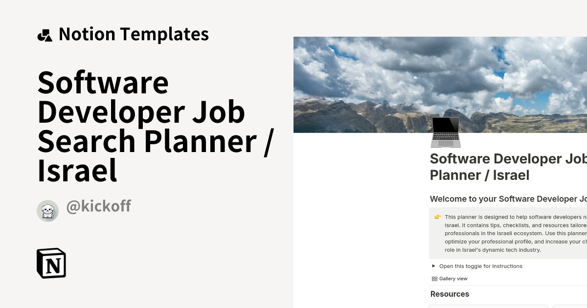 Software Developer Job Search Planner / Israel Template | Notion Marketplace