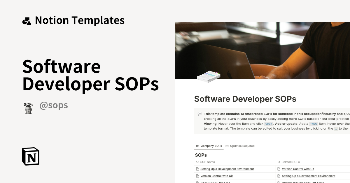 Software Developer SOPs Template | Notion Marketplace