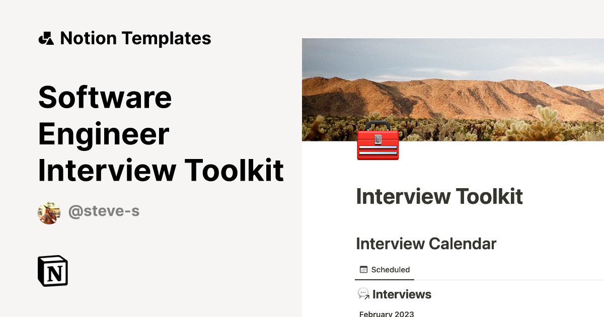 Software Engineer Interview Toolkit Template | Notion Marketplace