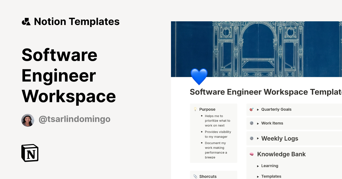 Software Engineer Workspace Template | Notion Marketplace