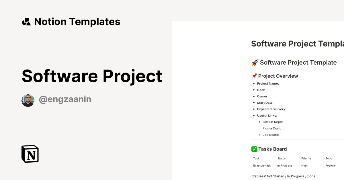 Software Project Template | Notion Marketplace