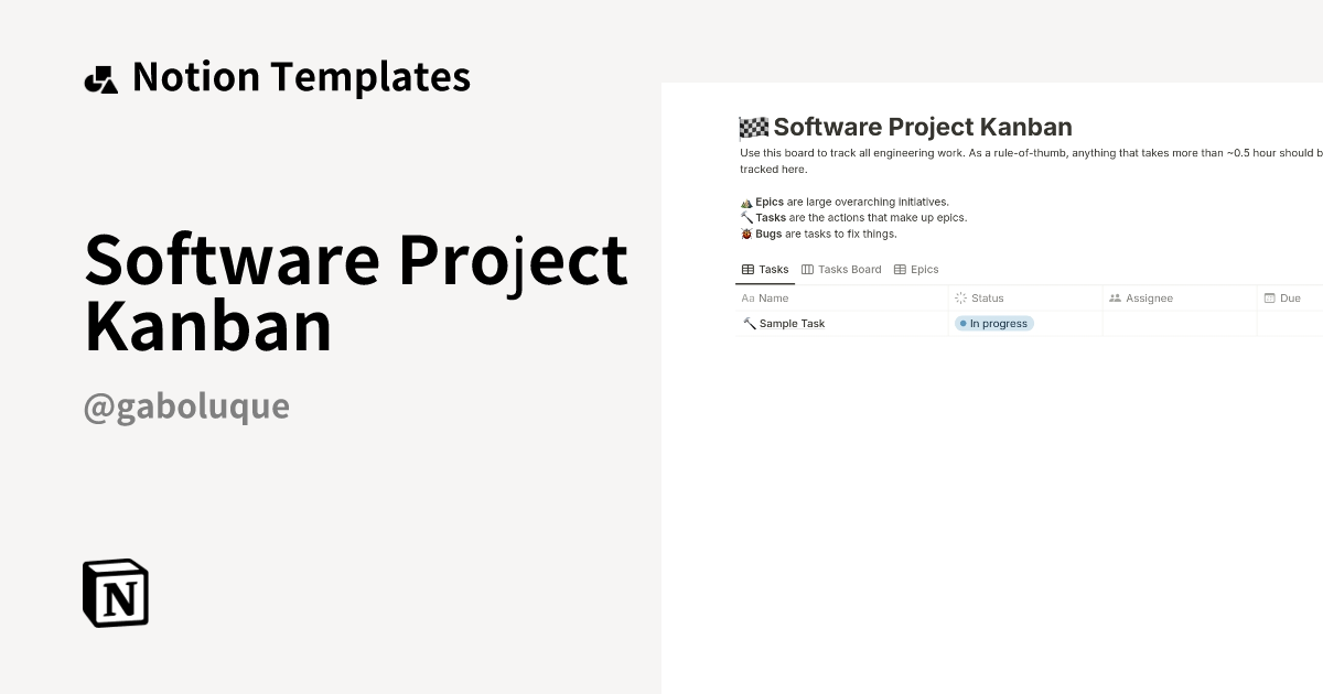Software Project Kanban Template by Gabo | Notion Marketplace