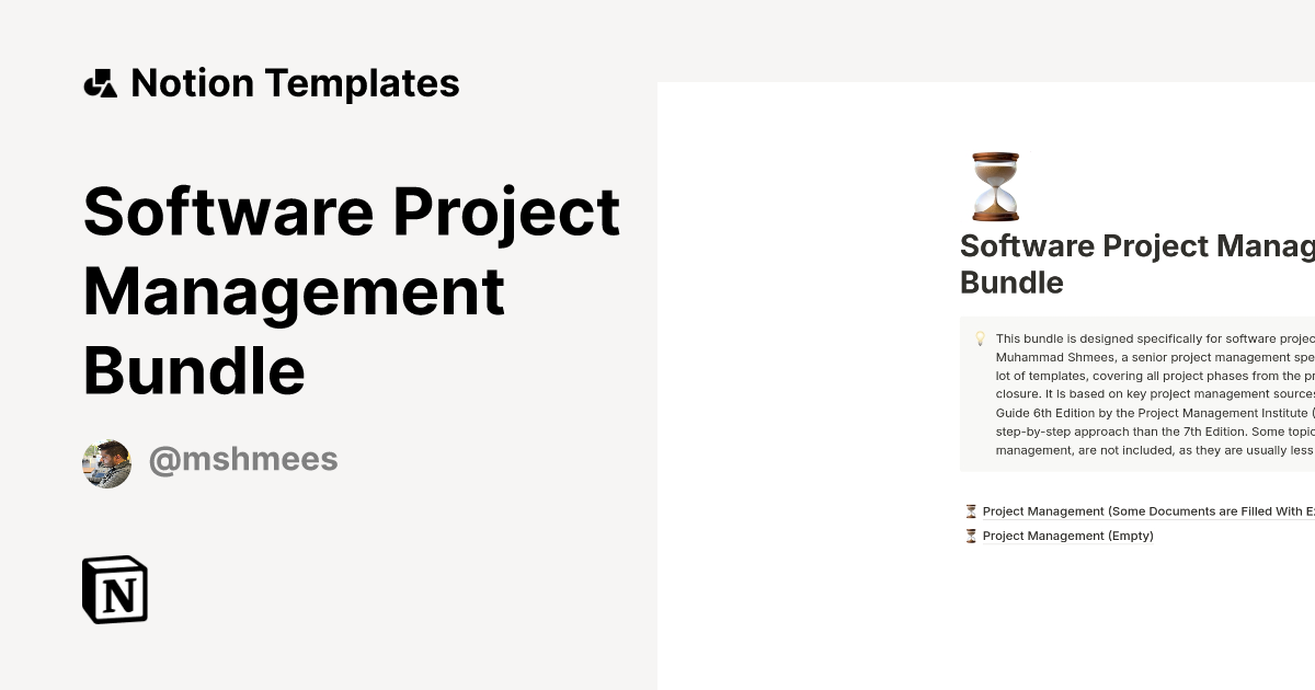 Software Project Management Bundle Template by Muhammad Shmees | Notion ...