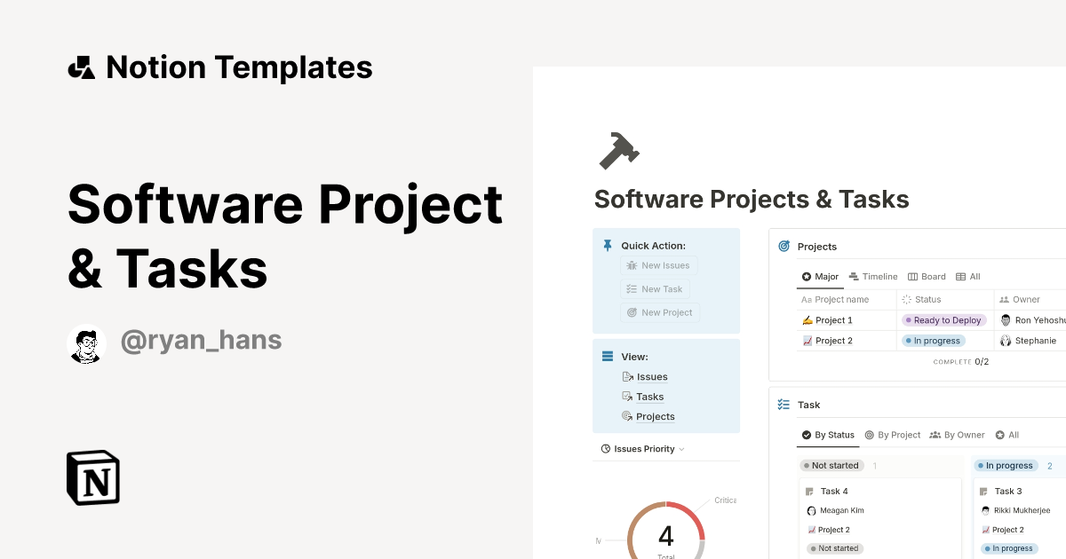 Software Project & Tasks Template | Notion Marketplace