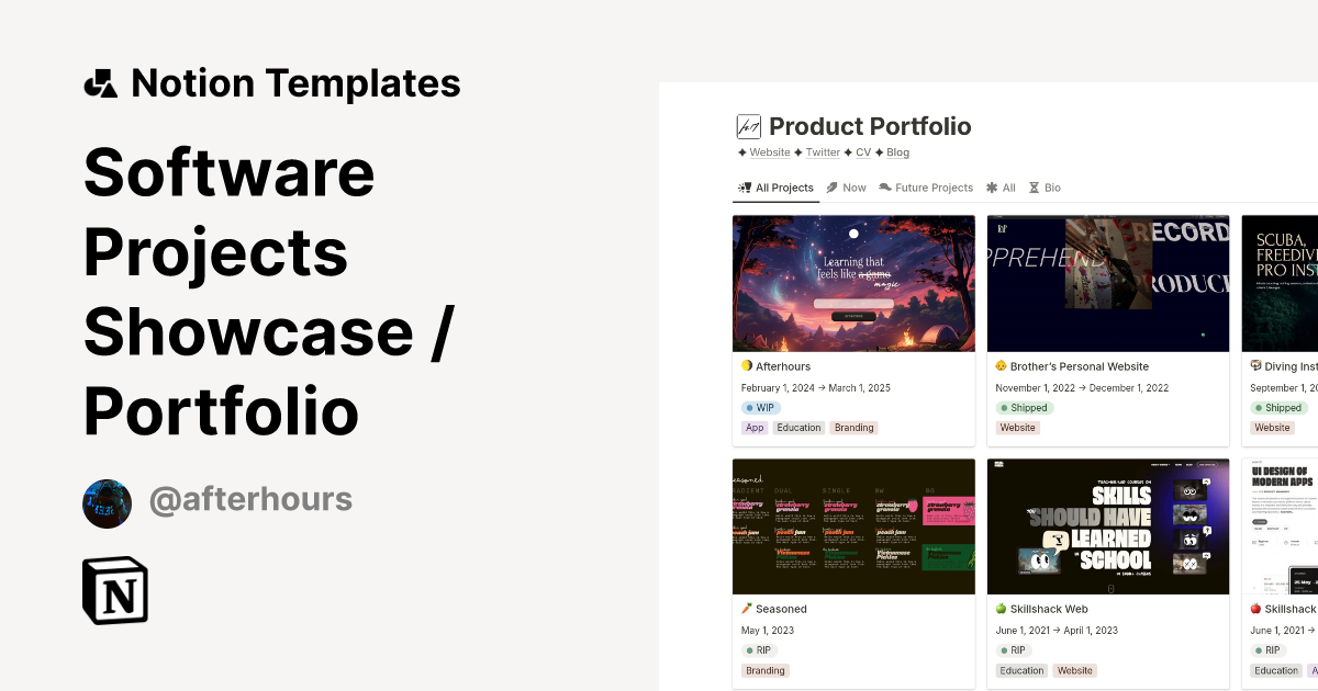 Software Projects Showcase / Portfolio Template | Notion Marketplace