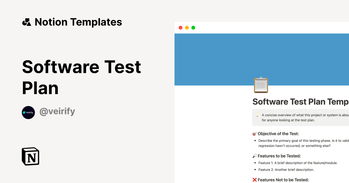 Software Test Plan Template | Notion Marketplace