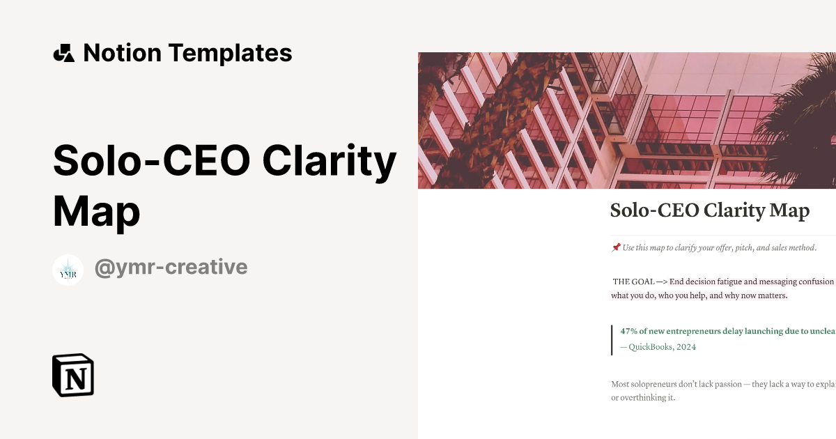 Solo-CEO Clarity Map Template by YMR Creative | Notion Marketplace