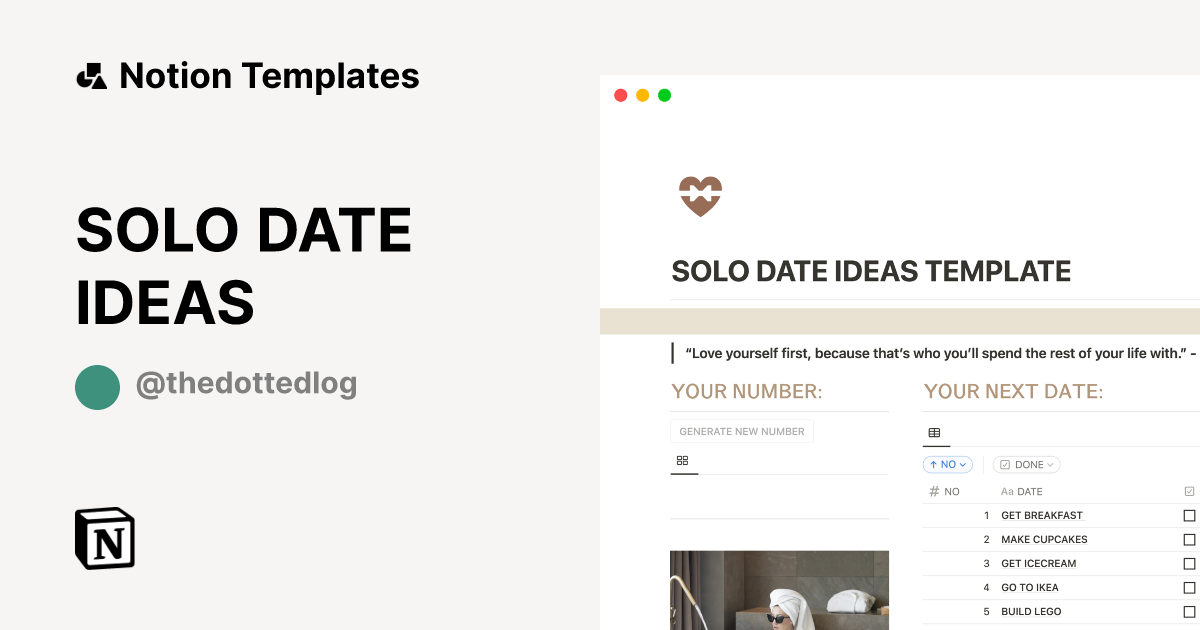 SOLO DATE IDEAS Template | Notion Marketplace