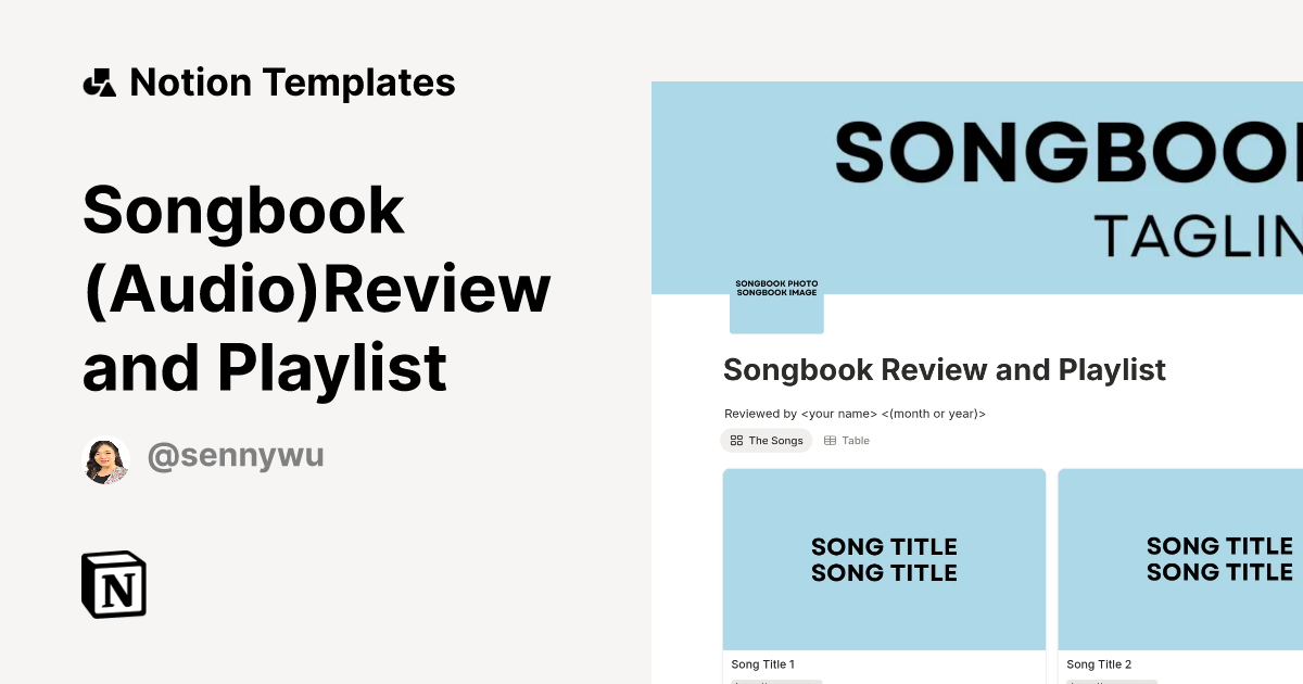 Songbook (Audio)Review and Playlist Template by Senny Wu | Notion ...