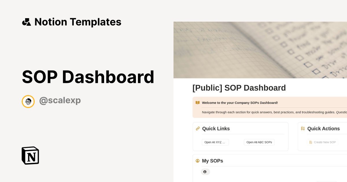 SOP Dashboard Template | Notion Marketplace