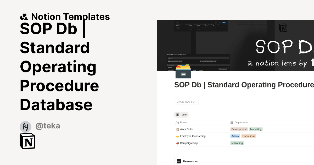 SOP Db | Standard Operating Procedure Database Template | Notion ...