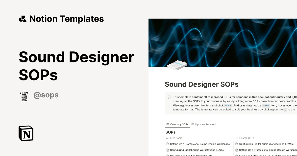 Sound Designer SOPs Template by SOPs | Notion Marketplace