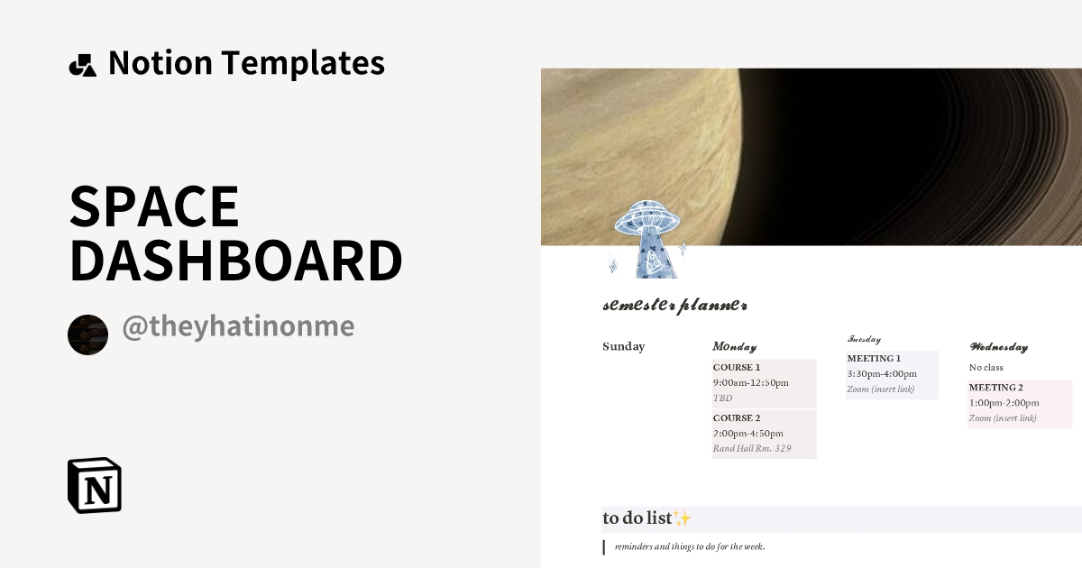 SPACE DASHBOARD Template by nyela | Notion Marketplace