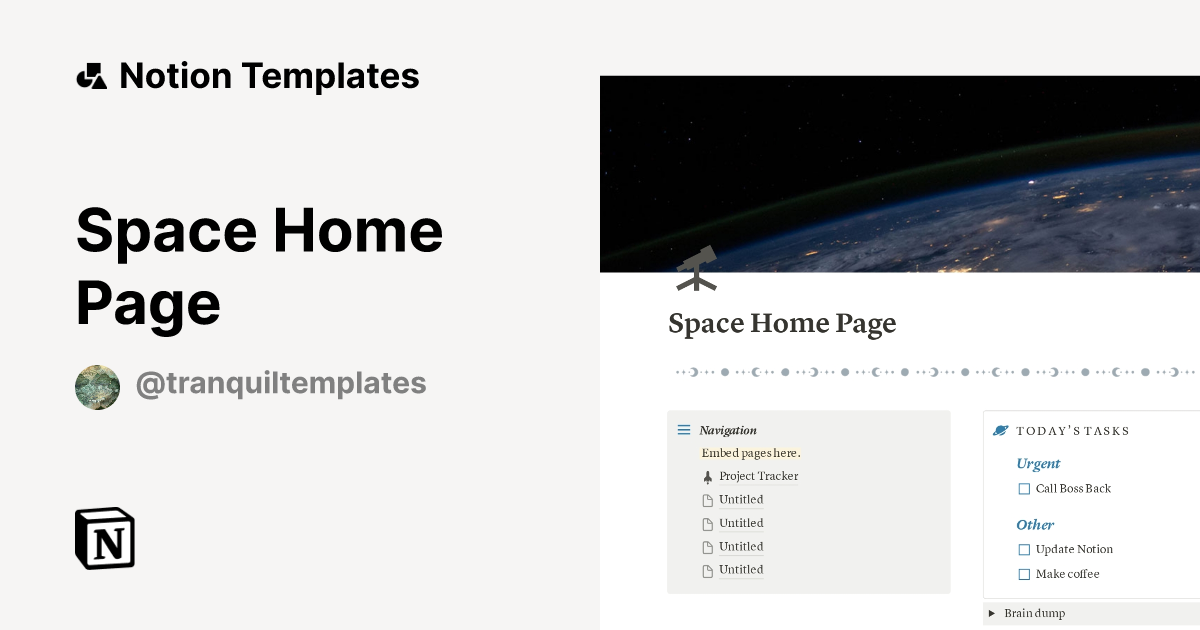 Space Home Page Template | Notion Marketplace