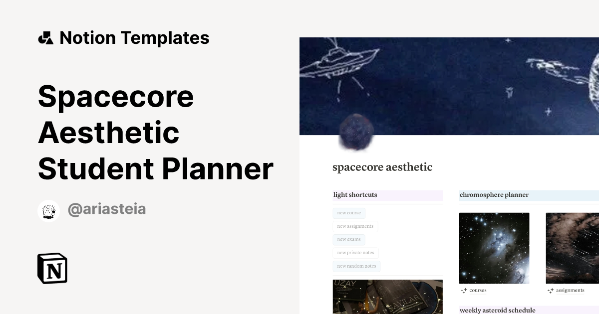Spacecore Aesthetic Student Planner Template by Ariadne Adresteia ...