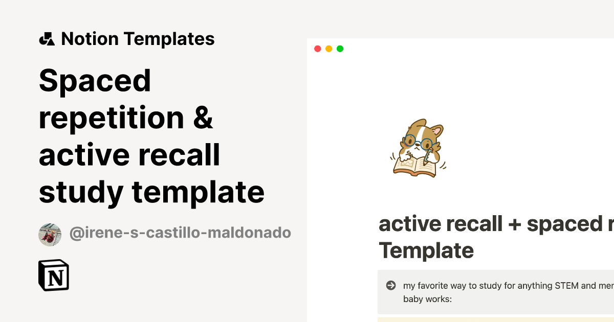 Spaced repetition & active recall study template Template by Irene S. Castillo Maldonado ...