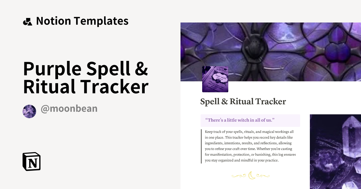 Purple Spell & Ritual Tracker Template | Notion Marketplace