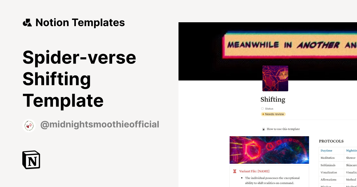 Spider-verse Shifting Template Template by Midnight Smoothie | Notion ...