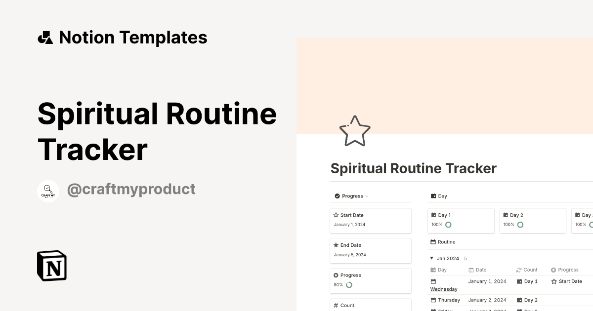 Spiritual Routine Tracker Template by CraftMyProduct | Notion Marketplace