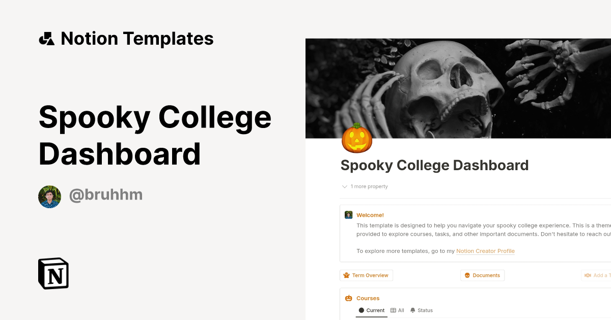 Spooky College Dashboard Template | Notion Marketplace