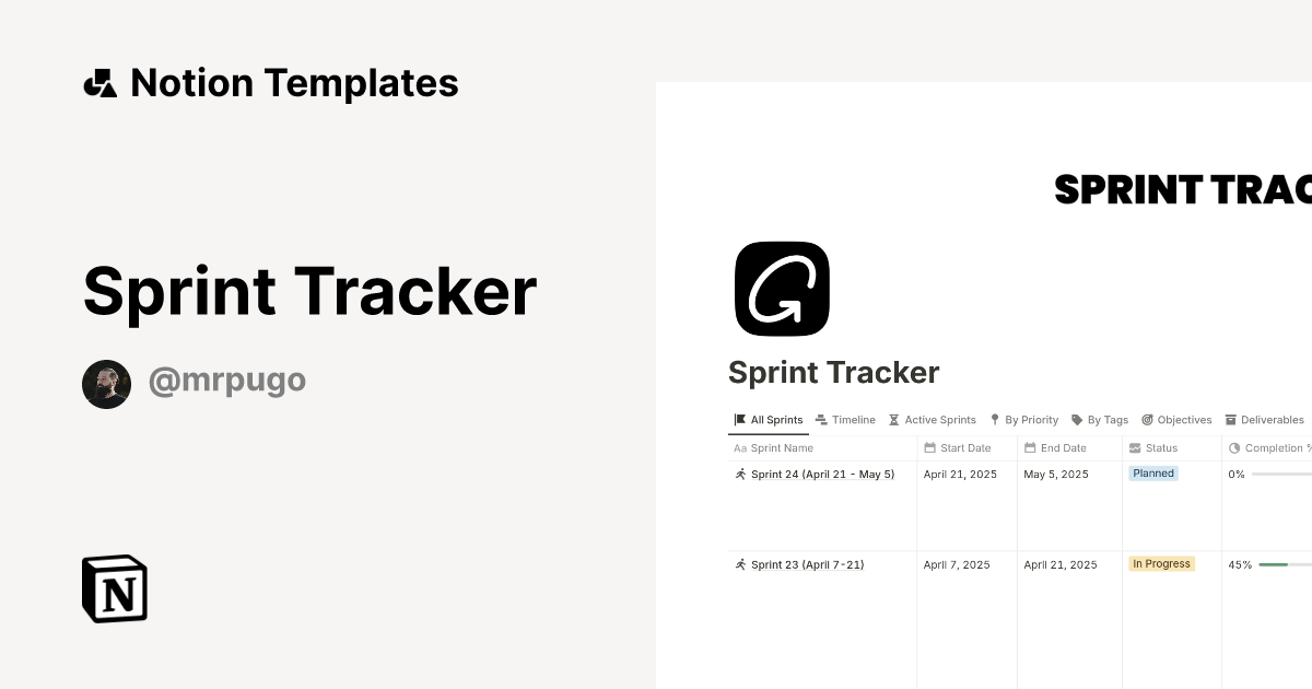 Sprint Tracker Template | Notion Marketplace