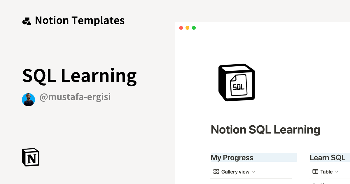 SQL Learning Template by Mustafa Ergisi | Notion Marketplace