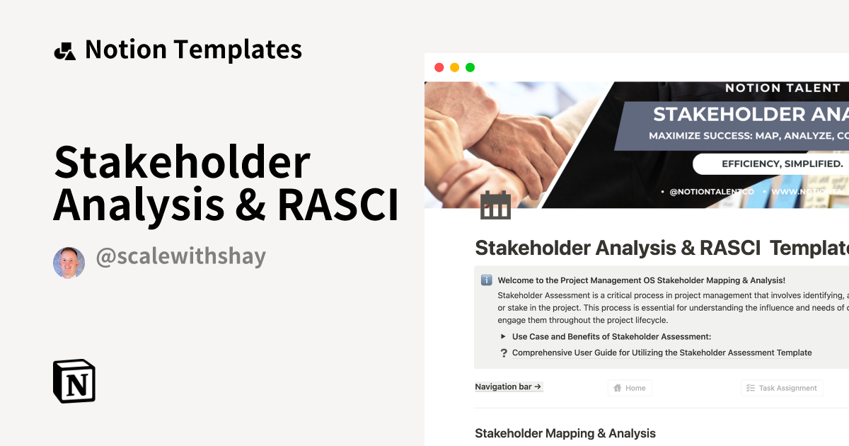 Stakeholder Analysis & RASCI Template by Shay Campbell (Notion Talent ...