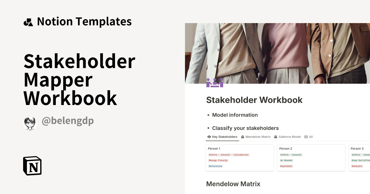 Stakeholder Mapper Workbook Template by BelenGdP | Notion Marketplace