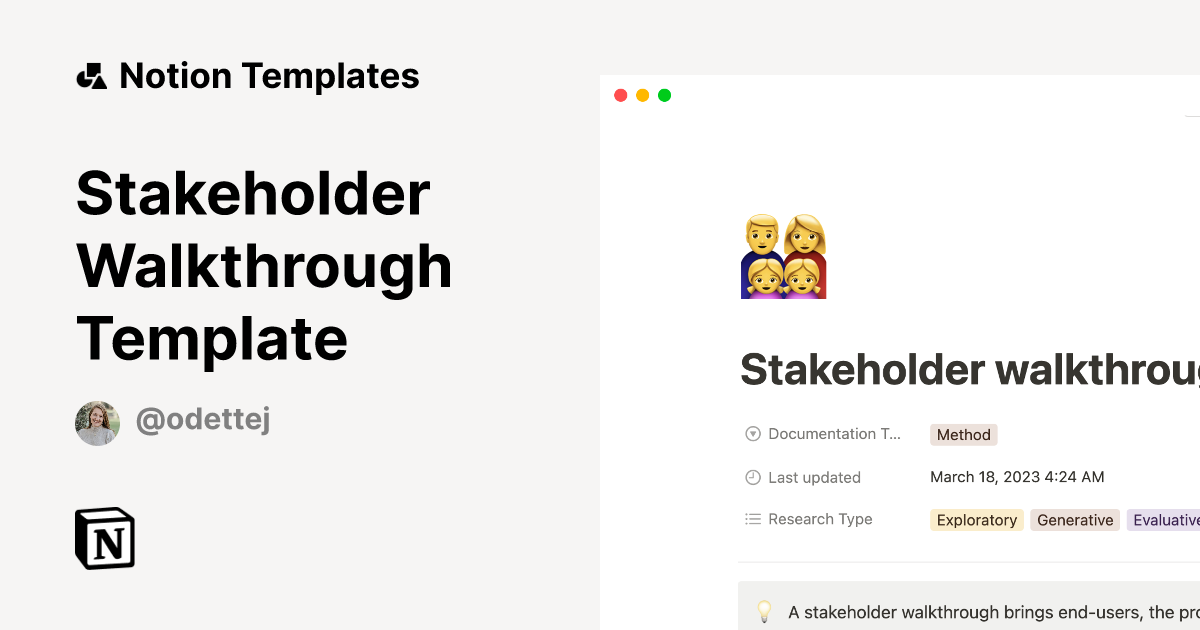 Stakeholder Walkthrough Template Template by Odette Jansen | Notion ...