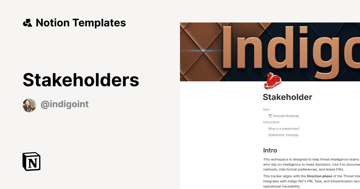 Stakeholders Template by IndigoINT | Notion Marketplace