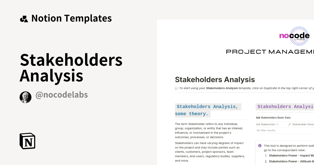 Stakeholders Analysis Template | Notion Marketplace