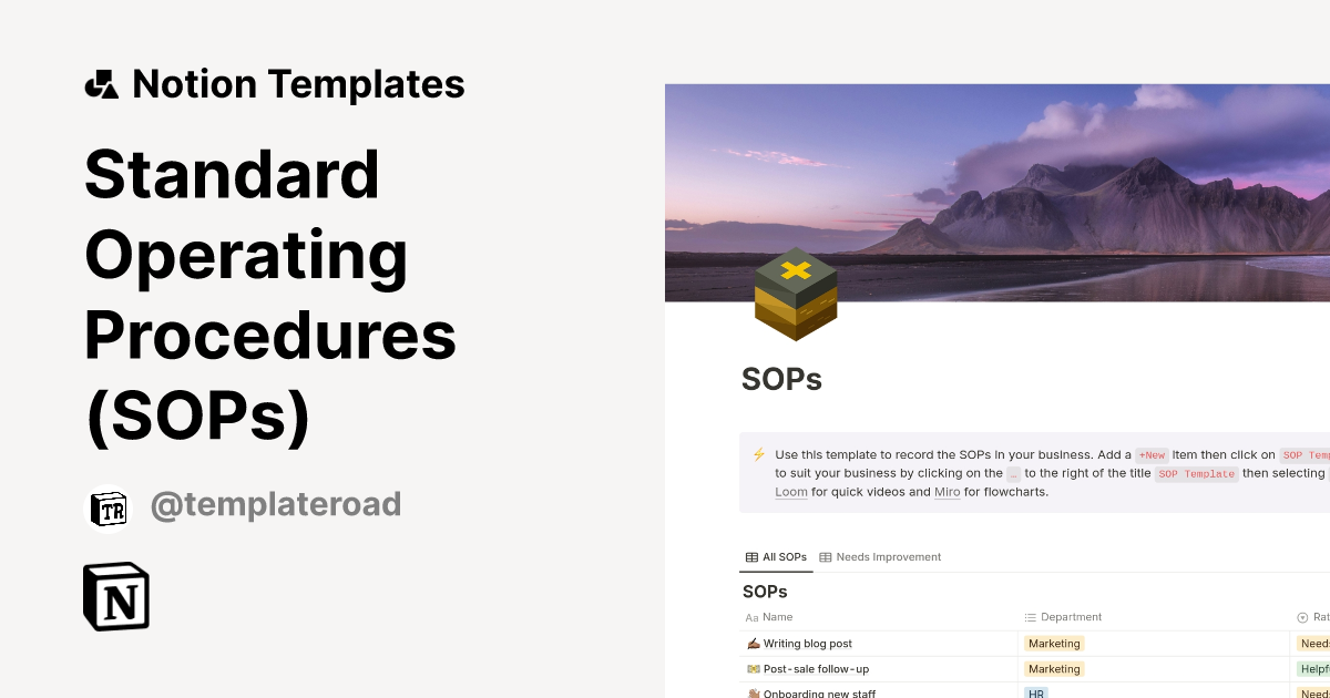 Standard Operating Procedures (SOPs) Template | Notion Marketplace