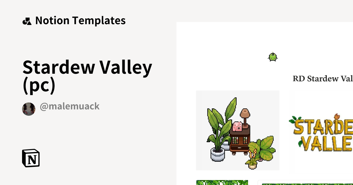Stardew Valley (pc) Template | Notion Marketplace