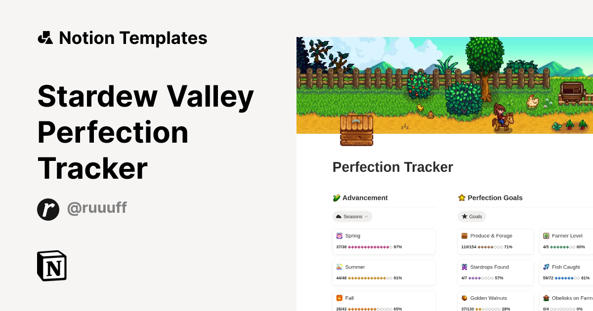 Stardew Valley Perfection Tracker Template | Notion Marketplace