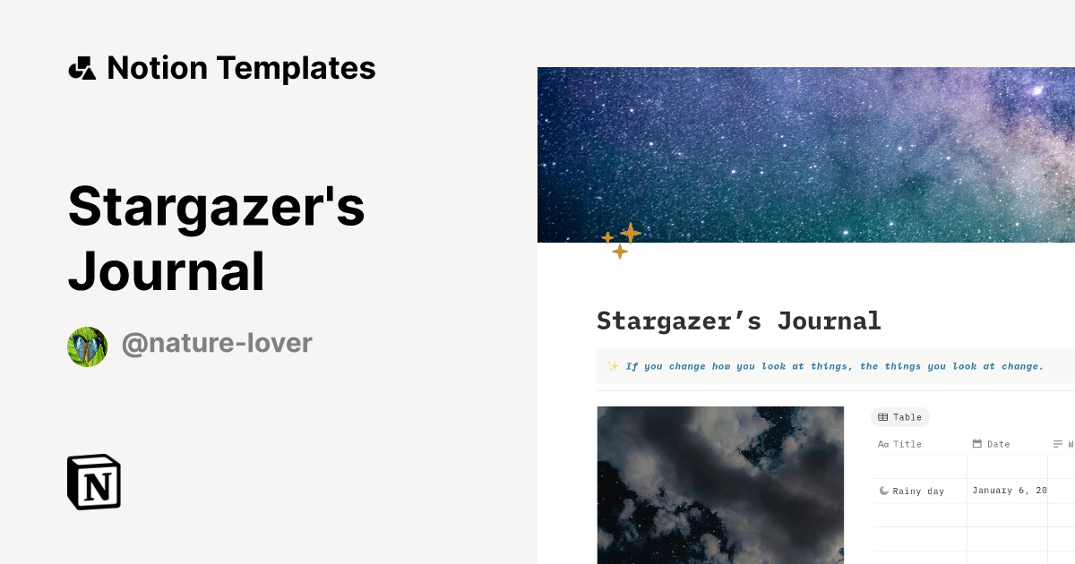 Stargazer's Journal Template by WildBloom | Notion Marketplace