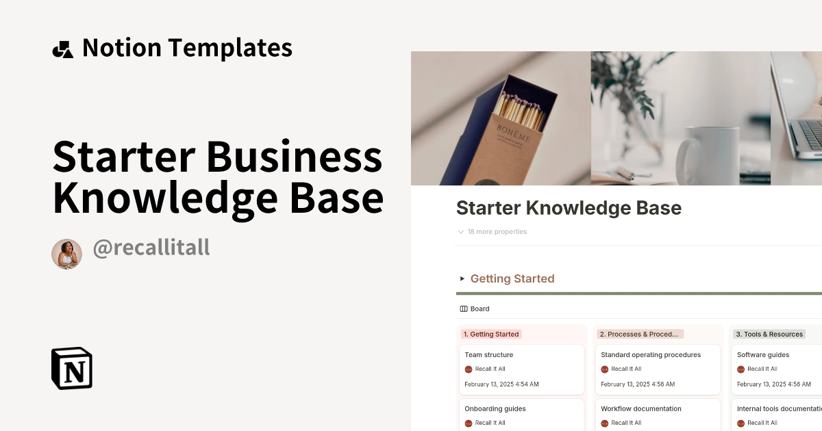 Starter Business Knowledge Base Template by Lez | Notion Marketplace