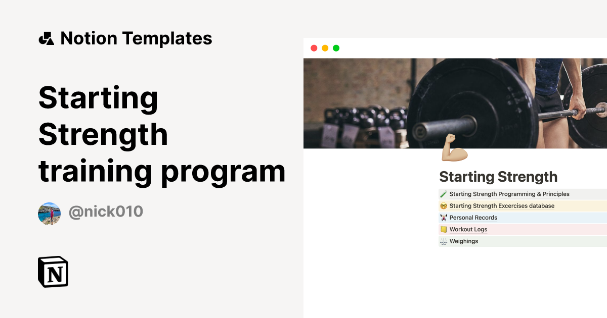 Starting Strength training program Template | Notion Marketplace