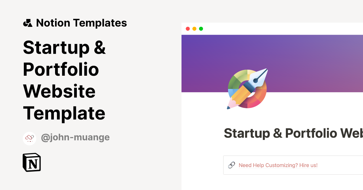 Startup & Portfolio Website Template Template | Notion Marketplace