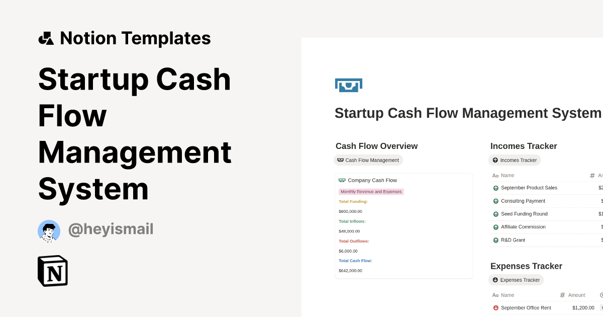 Startup Cash Flow Management System Template | Notion Marketplace
