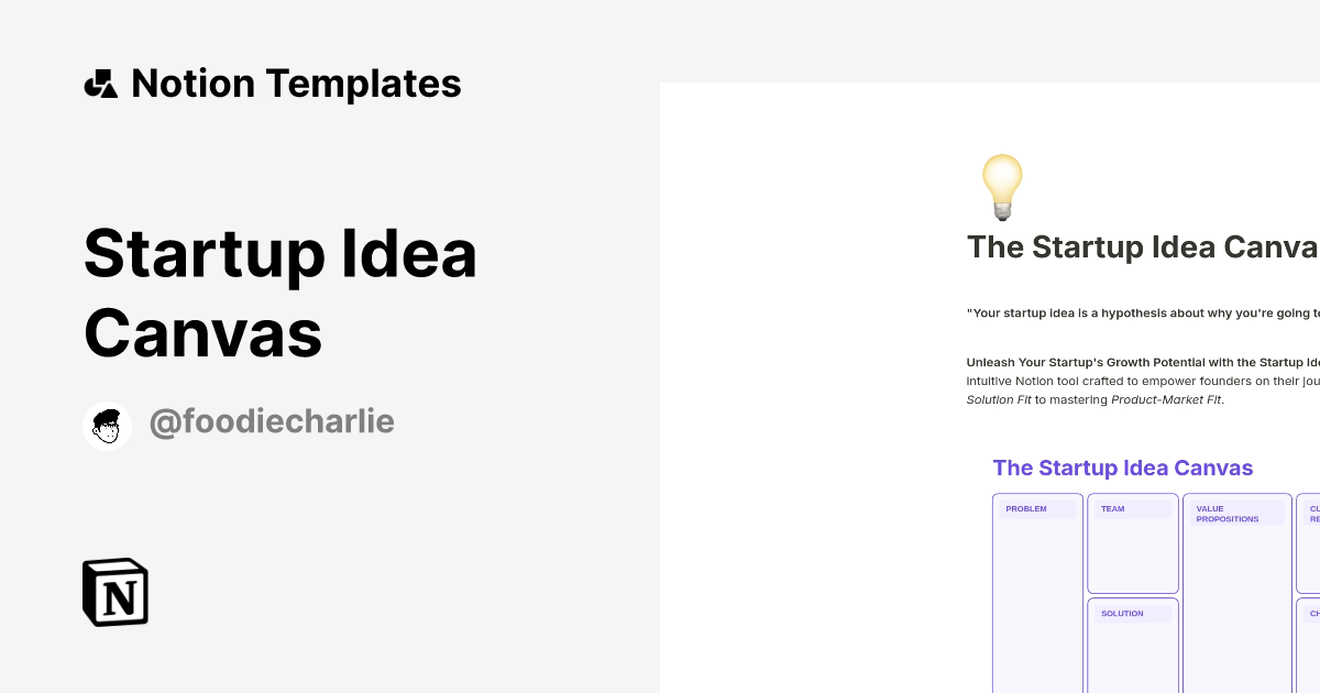 Startup Idea Canvas Template | Notion Marketplace